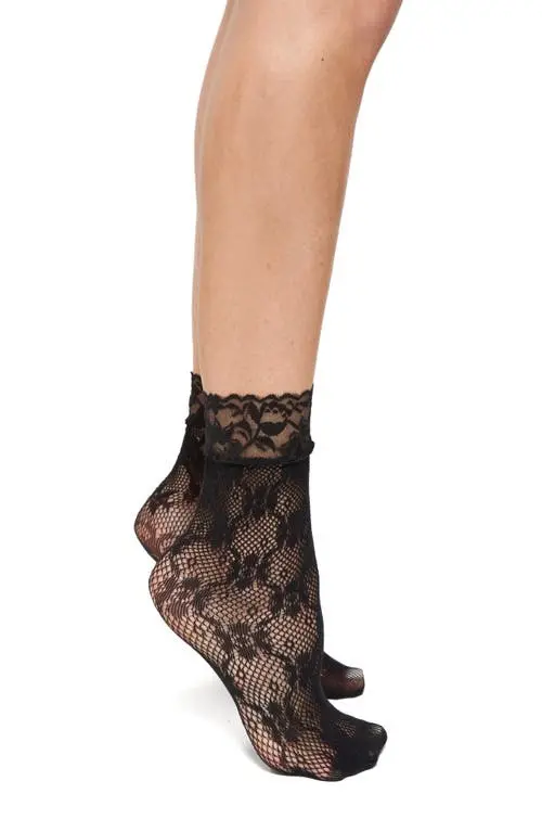 STEMS Trellis Fishnet Ankle Socks - Black