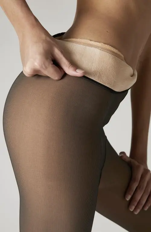 STEMS Skin Illusion Fleeced Tights - Beige/black