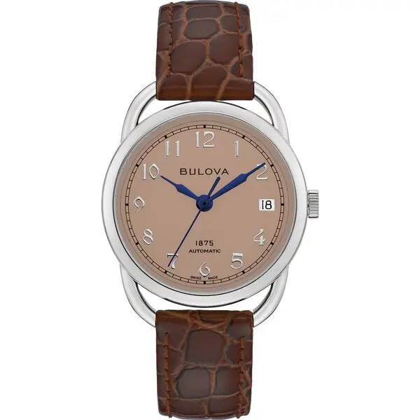 Bulova Joseph Commodore Leather Strap Watch - Silverone