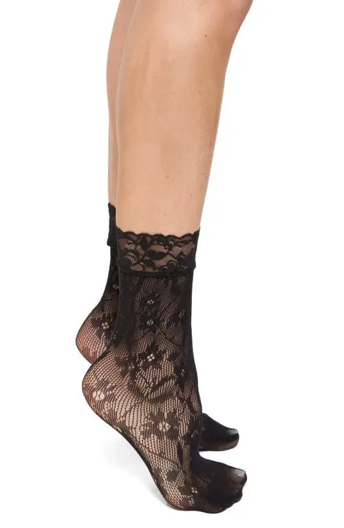 STEMS Floral Fishnet Socks - Black
