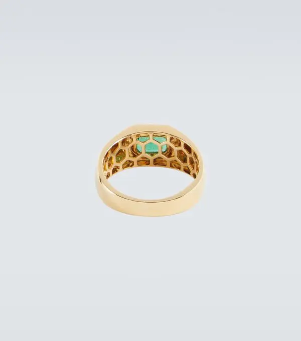 Shay Jewelry 18kt Yellow Champion Ring With Emerald