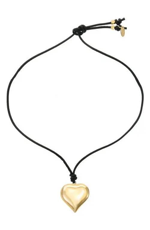 Ettika Puffy Heart Pendant Necklace - Black/gold