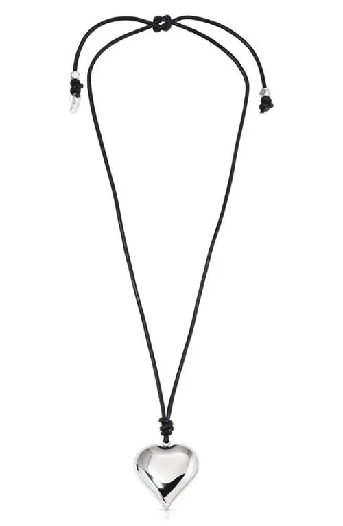 Ettika Puffy Heart Pendant Necklace - Silver