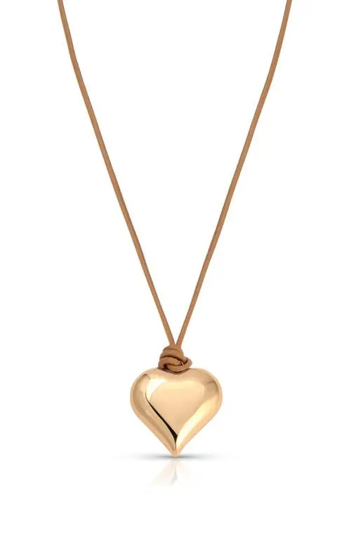 Ettika Puffy Heart Pendant Necklace - Tan And Gold
