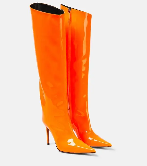 Alexandre Vauthier Patent Leather Knee-high Boots - Orange