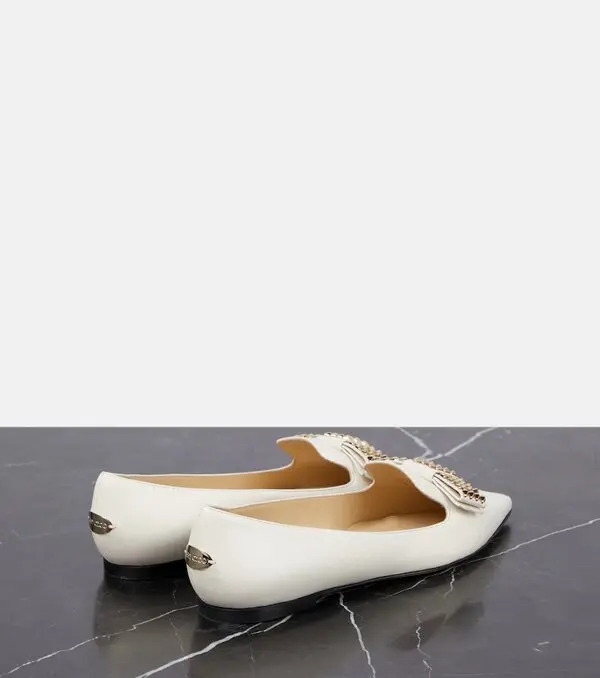 JIMMY CHOO Gala Embellished Leather Ballet Flats