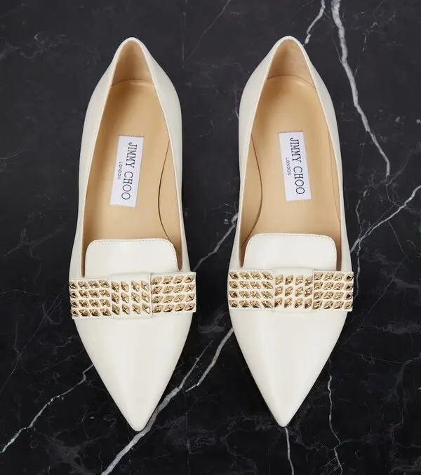 JIMMY CHOO Gala Embellished Leather Ballet Flats