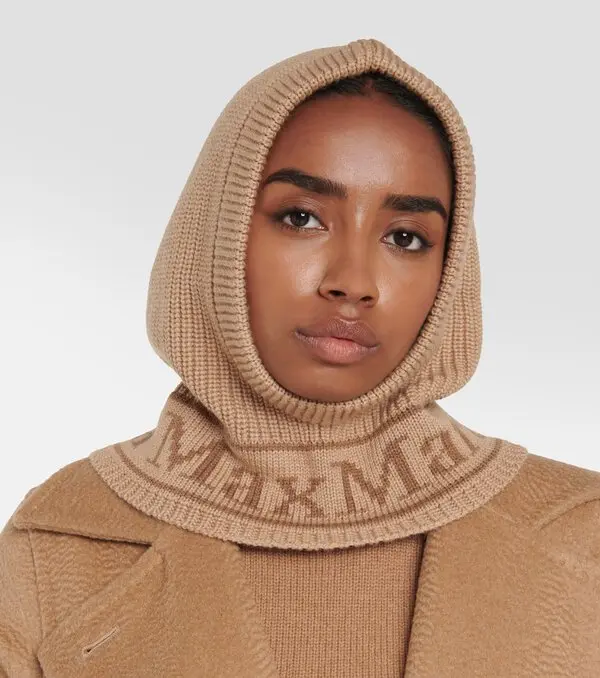 Max Mara Gong Logo Wool Ski Mask - Brown | Editorialist