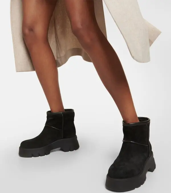 GIANVITO ROSSI Shearling-lined Suede Ankle Boots