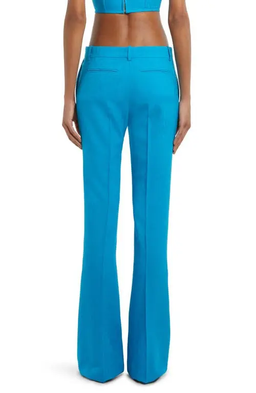 Versace Logo Flare Leg Virgin Wool Pants - 1vb70 Mediterranean Blue