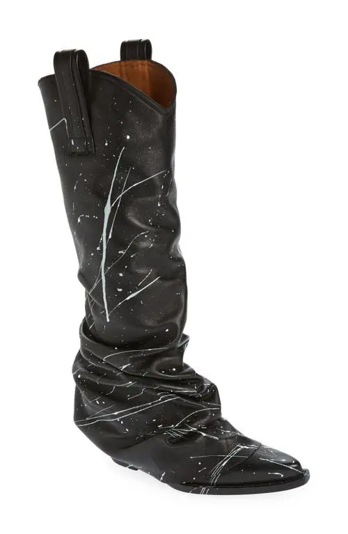 R13 Paint Spatter Sleeve Western Boots