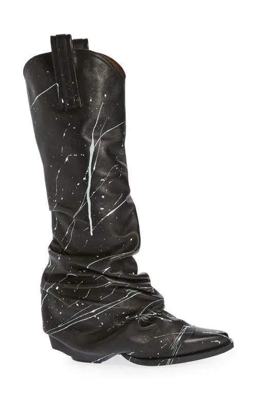 R13 Paint Spatter Sleeve Western Boots