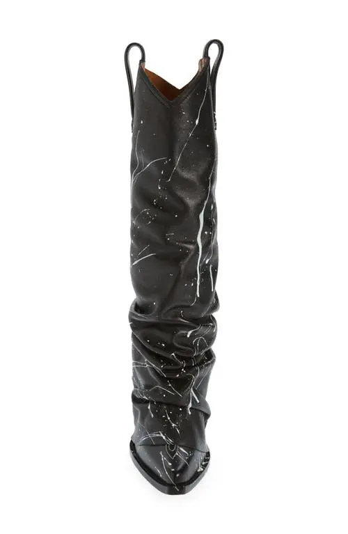 R13 Paint Spatter Sleeve Western Boots