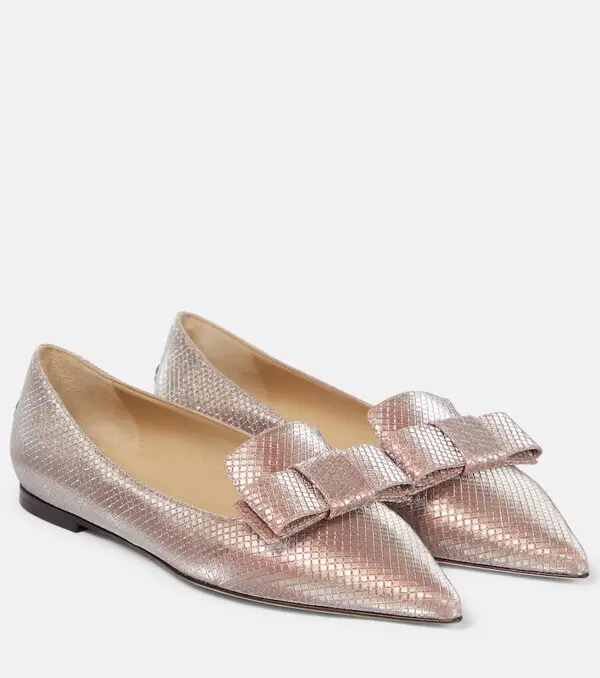 JIMMY CHOO Gala Bow-embellished Ballet Flats - Pink