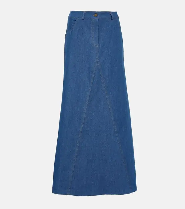 AYA MUSE Pilla Low-rise Denim Maxi Skirt - Blue