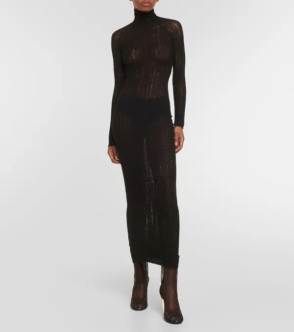 Alaïa Ribbed Wool-blend Maxi Dress