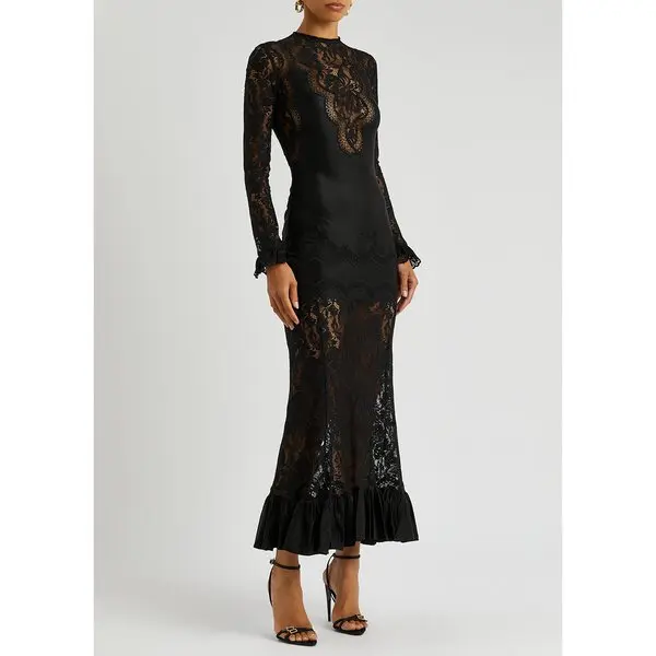 Rabanne Satin And Lace Maxi Dress