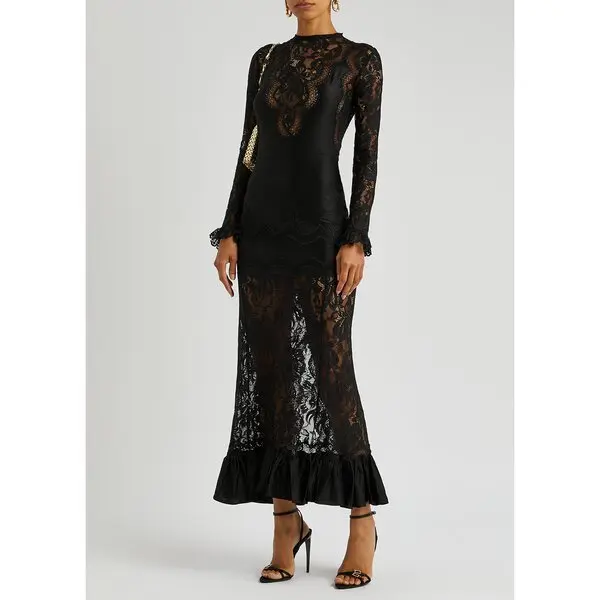 Rabanne Satin And Lace Maxi Dress