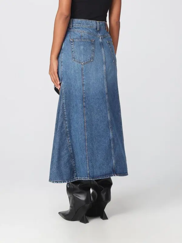 Alexander McQueen Asymmetrical Denim Midi Skirt