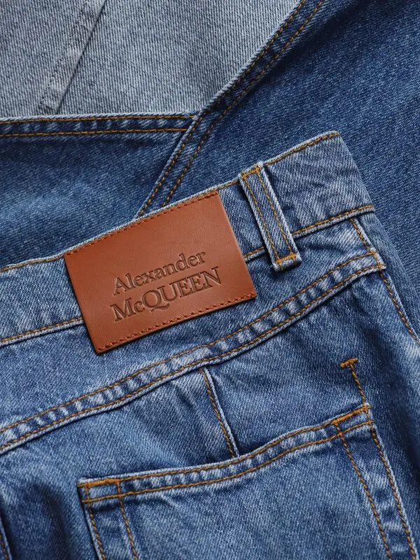 Alexander McQueen Asymmetrical Denim Midi Skirt