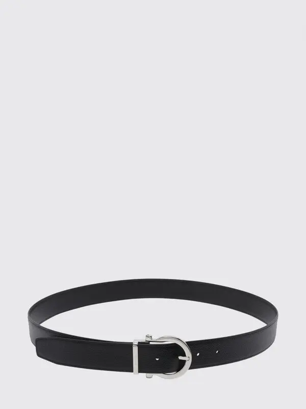 FERRAGAMO Classic Belt In Smooth Leather With Metallic Buckle - Black