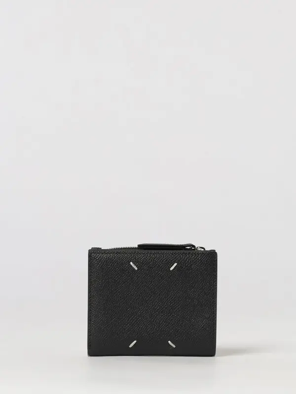 MAISON MARGIELA Grained Leather Bifold Wallet With White Stitch Detail
