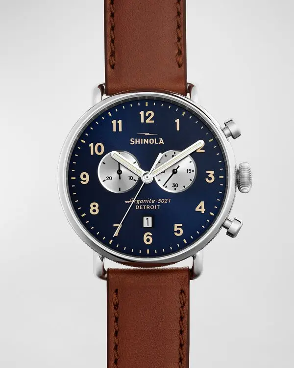 Shinola 43mm Canfield Chronograph Watch - Brown