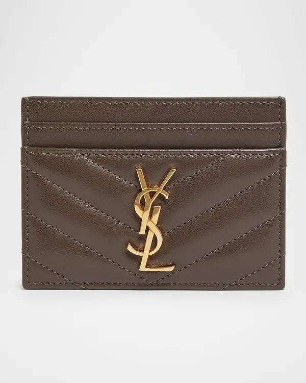 Saint Laurent Monogram Card Case In Quilted Smooth Leather - Nero Multi