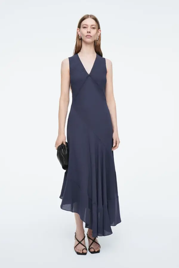 navy blue dress for baby girl Floaty Asymmetric Midi Dress