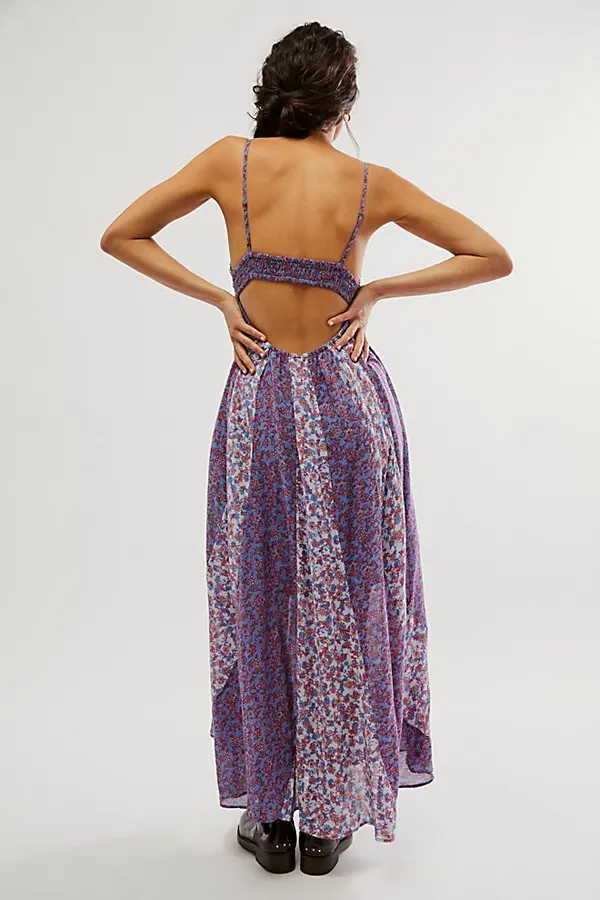 f&f maxi dress Multicolor Floral Printed Chiffon Maxi Dress With Waist Belt