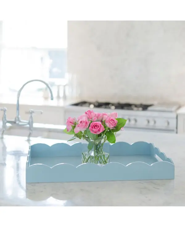 ADDISON ROSS LONDON Large Lacquer Scalloped Tray, 26 X 17