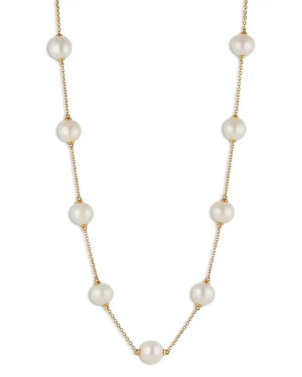Nadri Imitation Pearl Station Necklace - Gold
