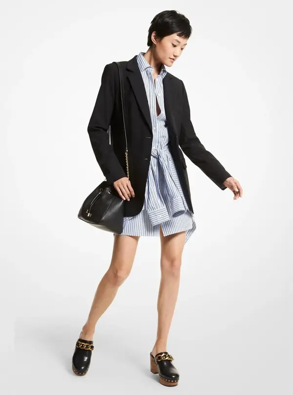 Michael Kors Stretch Wool Boyfriend Blazer - Black