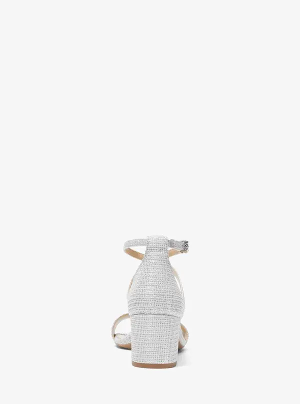 Michael Kors Serena Glitter Chain Mesh Block Heel Sandals