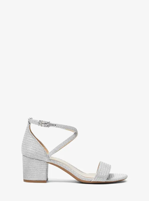 Michael Kors Serena Glitter Chain Mesh Block Heel Sandals