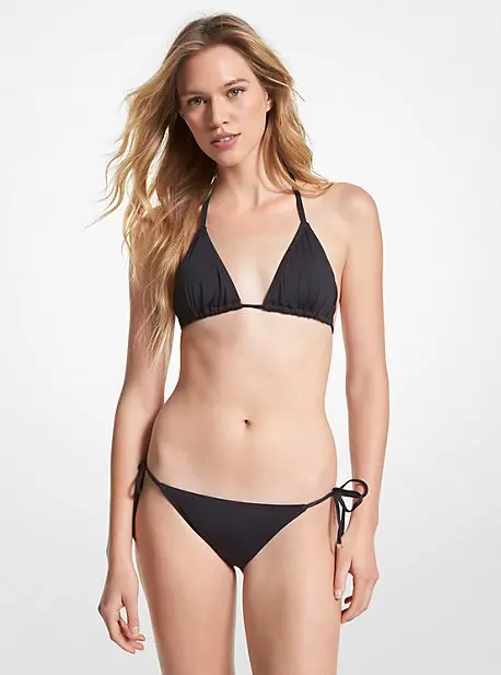 Michael Kors Stretch Nylon Triangle Bikini Top - Black