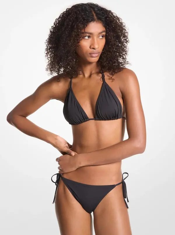 Michael Kors Stretch Nylon Triangle Bikini Top - Black