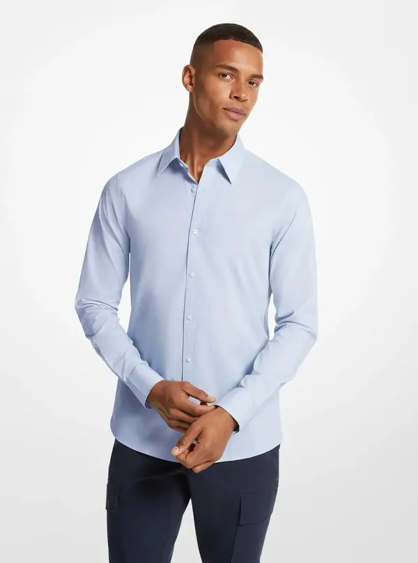 Michael Kors Slim-fit Stretch-cotton Shirt In Size By