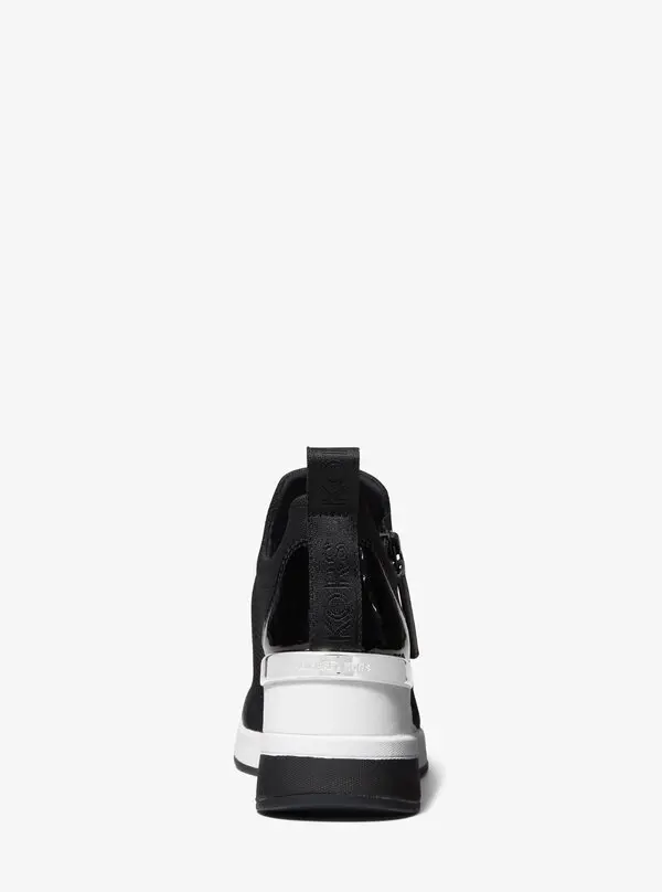 Michael Kors Willis Stretch Knit Wedge Trainers - Black