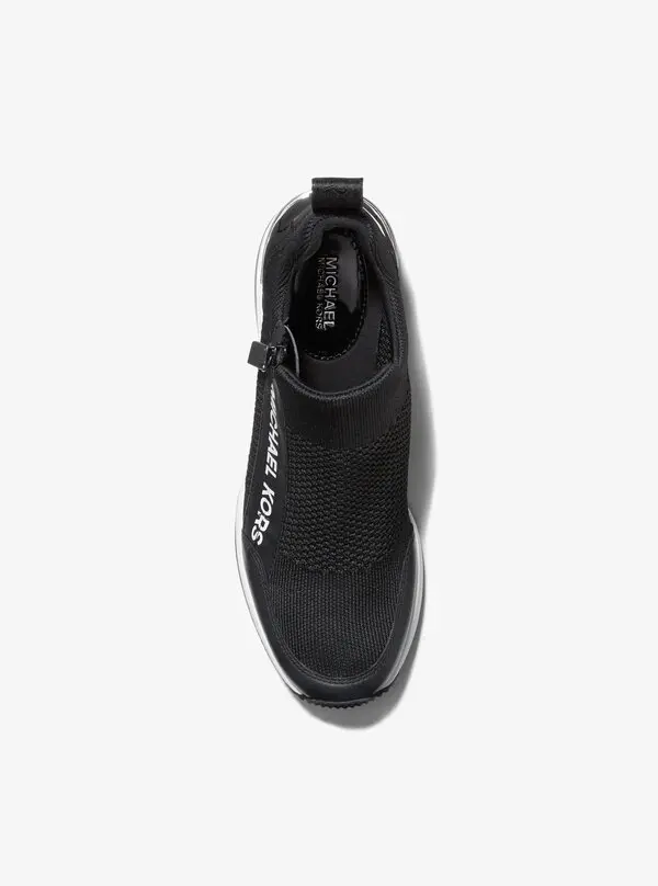 Michael Kors Willis Stretch Knit Wedge Trainers - Black