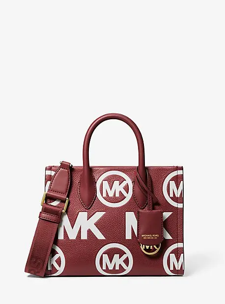 Michael Kors Mirella Small Logo Embossed Pebbled Leather Crossbody Bag