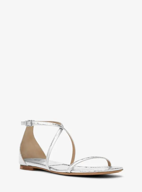 Michael Kors Polly Leather Sandal - Silver