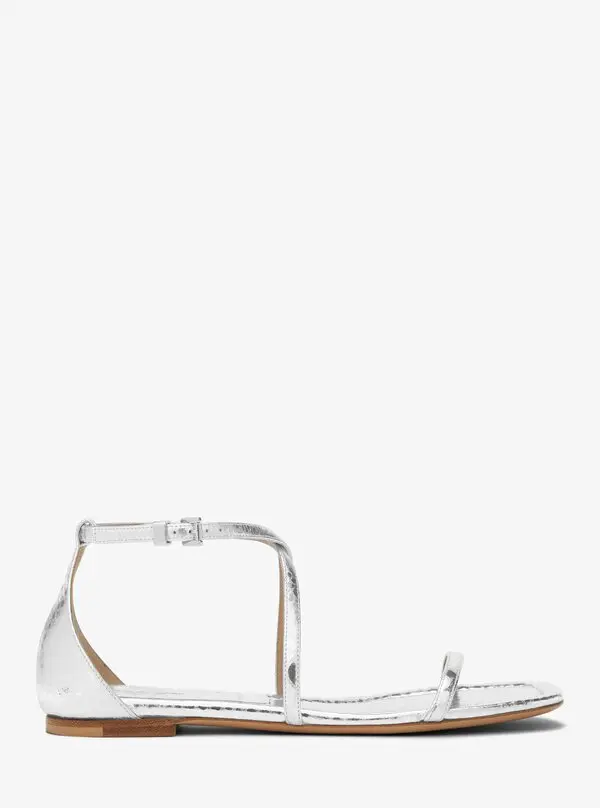 Michael Kors Polly Leather Sandal - Silver