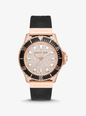 Oversized Everest Pavé Rose Gold-Tone Watch Oversized Everest Pavé Rose Gold-Tone and Silicone Watch in  main image 3