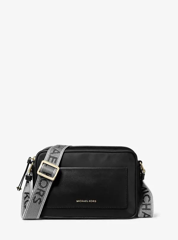 Michael Kors Jet Set Large Nylon Gabardine Crossbody Bag In By - Black