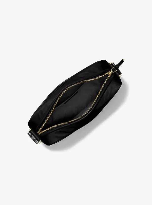 Michael Kors Jet Set Large Nylon Gabardine Crossbody Bag In By - Black