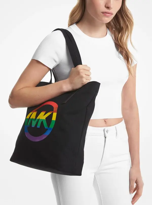 Michael Kors Pride Rainbow Logo Cotton Tote Bag - Black