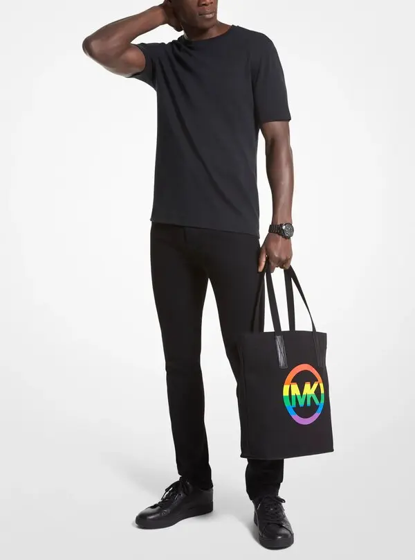 Michael Kors Pride Rainbow Logo Cotton Tote Bag - Black