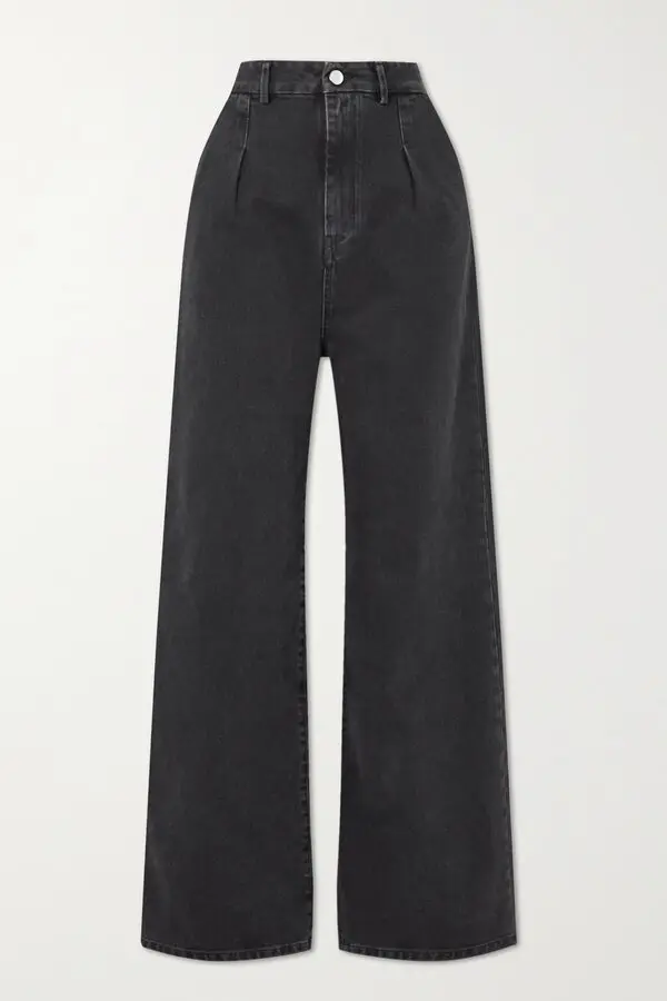 Loulou De Saison Net Sustain Attu Pleated Organic High-rise Wide-leg Jeans
