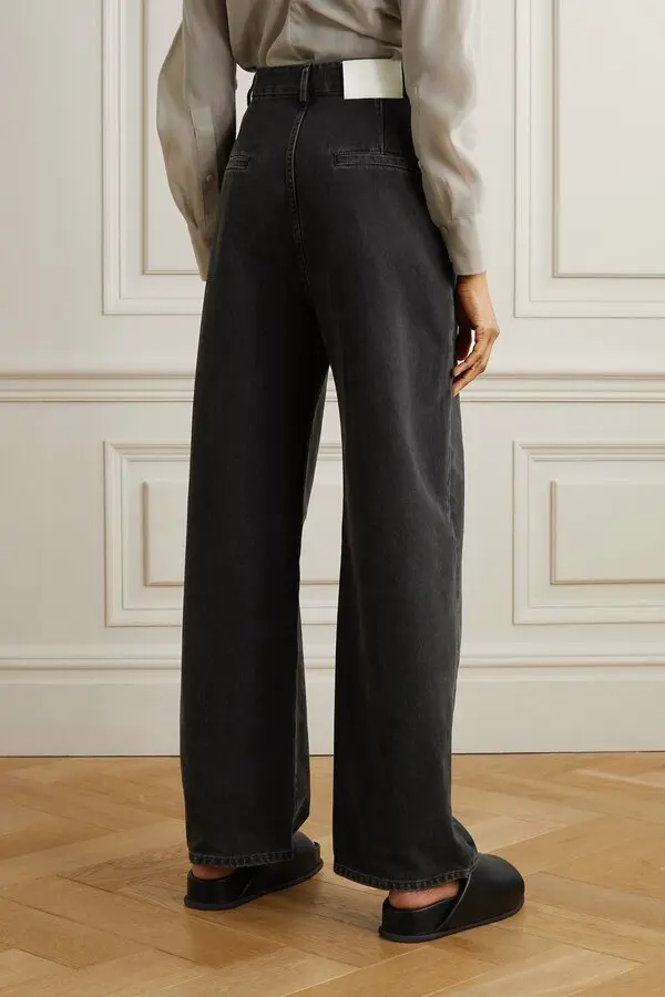 Loulou De Saison Net Sustain Attu Pleated Organic High-rise Wide-leg Jeans